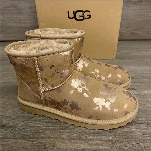 UGG | Shoes | Ugg Classic Mini Floral Foil Boots In Amphora New In Box ...